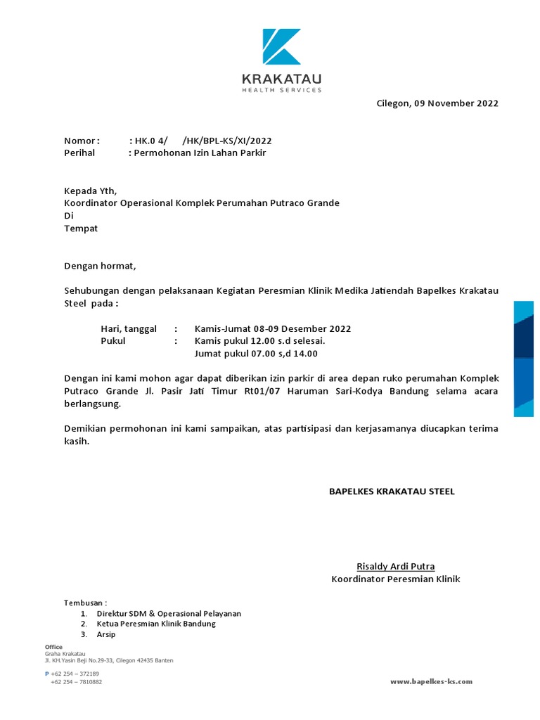 SUrat Permohonan Lahan Parkir BANDUNG | PDF