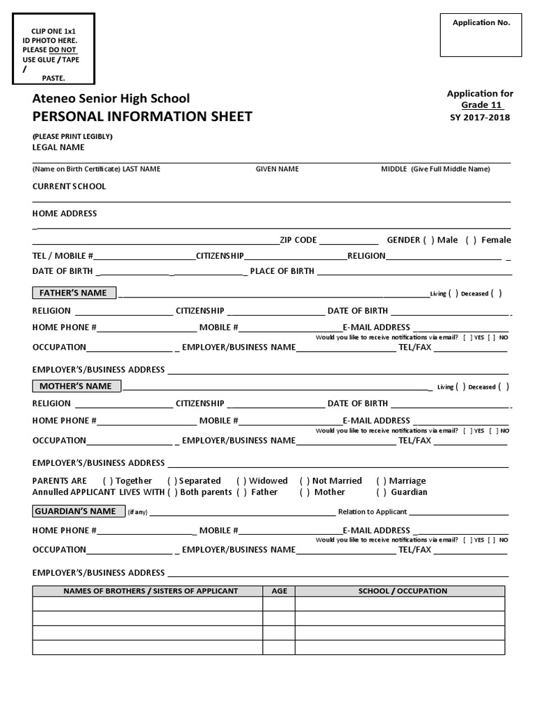 Personal Information Form 38 | PDF
