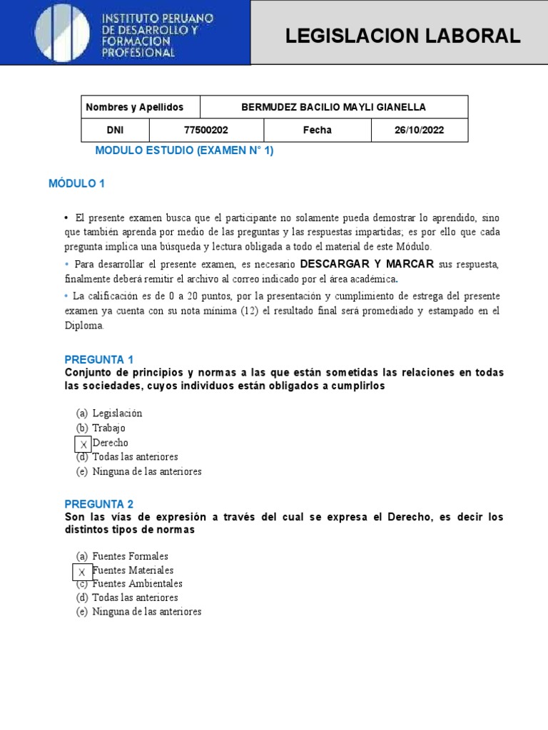 Examen Modulo 01 - LL | PDF