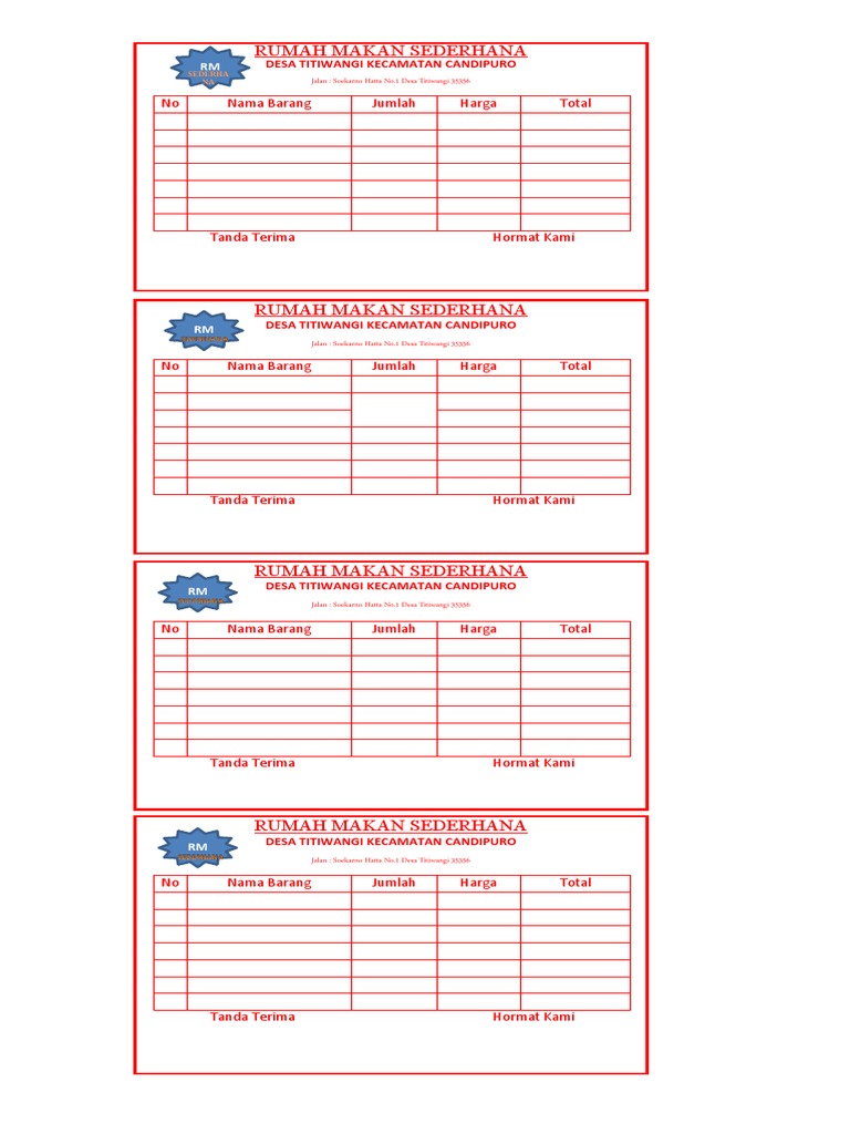 Nota Rumah Makan | PDF