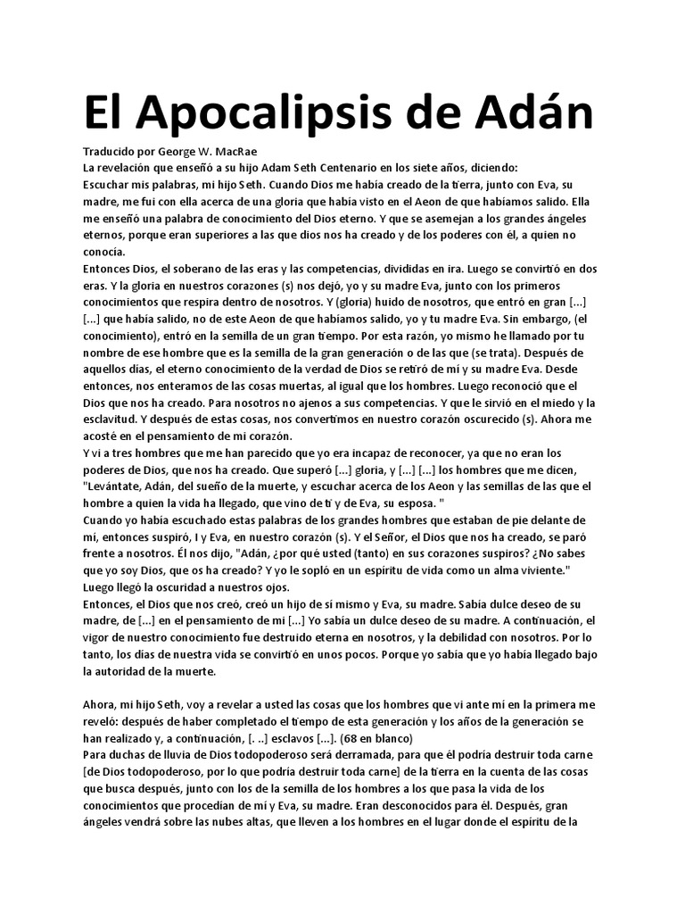 El Apocalipsis de Adán | PDF | Víspera | Dios