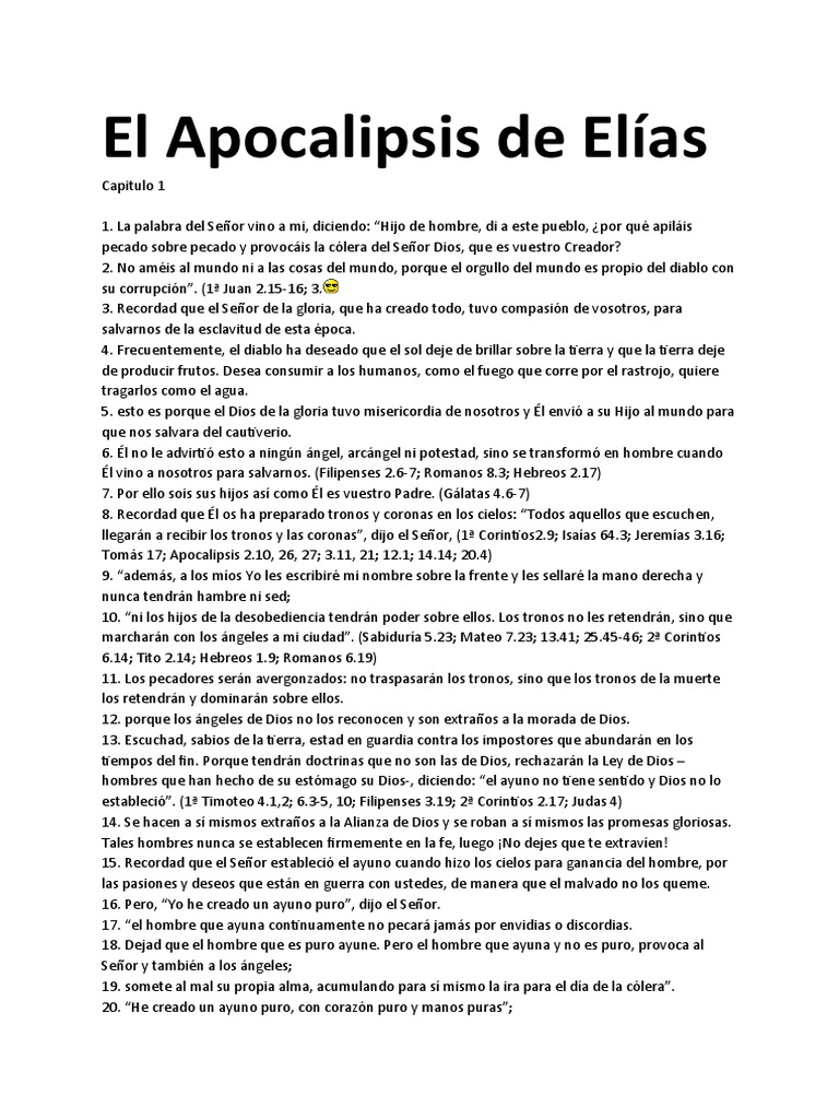 Apocalipsis de Elias - Sobre El Anticristo | PDF | Libro de revelación | Creencia religiosa y ...