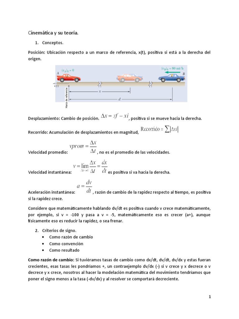 A Cinematica y Su Teoría | PDF | Velocidad | Ecuaciones