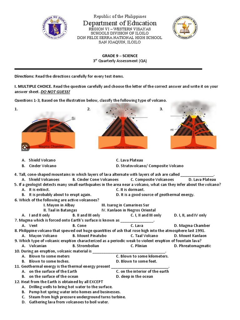 Grade 9 Science 3rd Departmental Test | PDF | Climate Change | Volcano