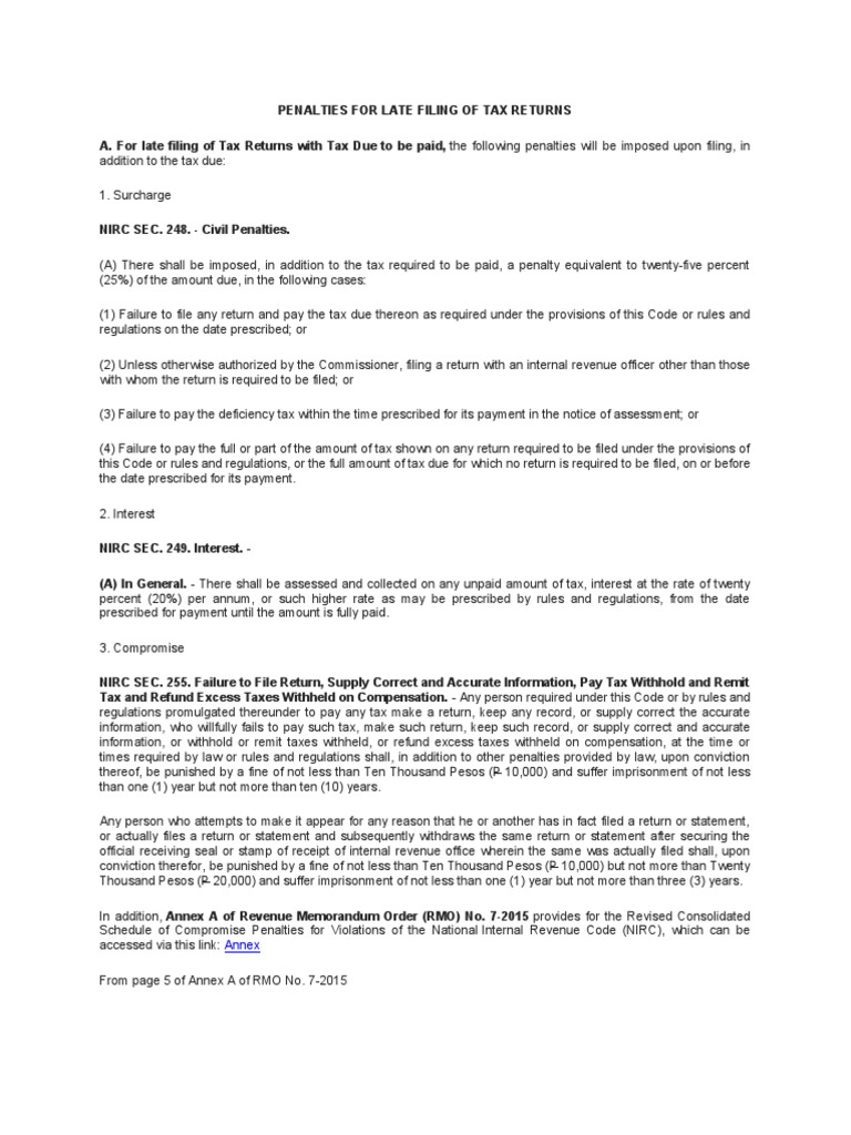 Penalties For Late Filing of Tax Returns | PDF | Taxes | Fine (Penalty)