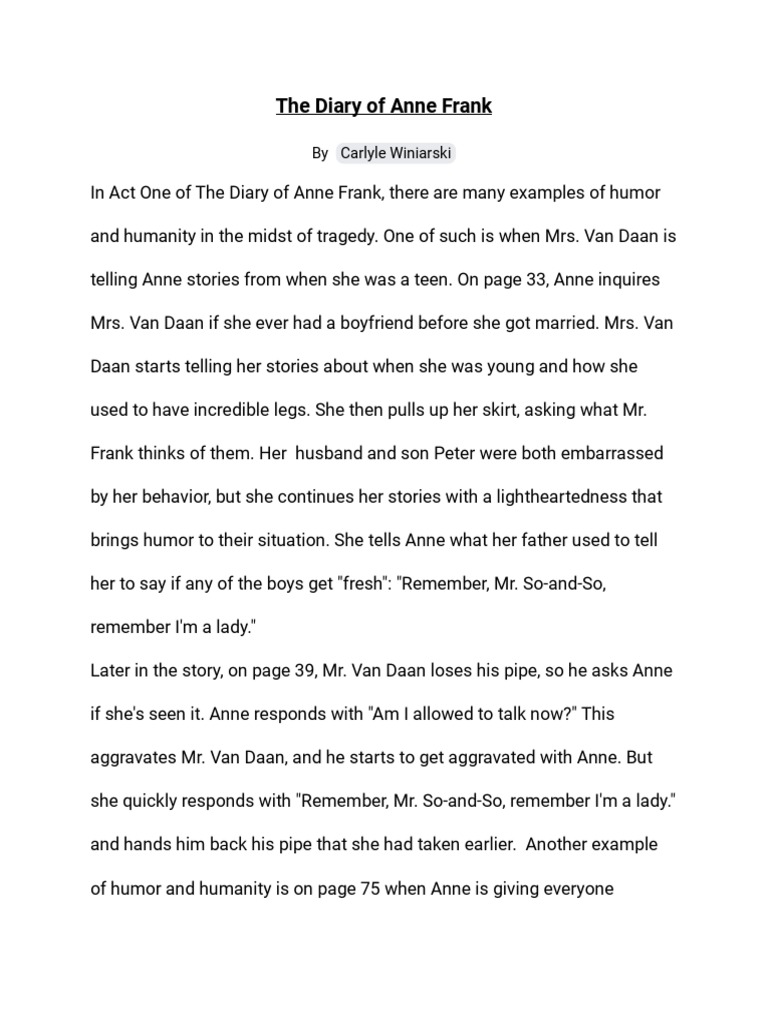 The Diary of Anne Frank | PDF