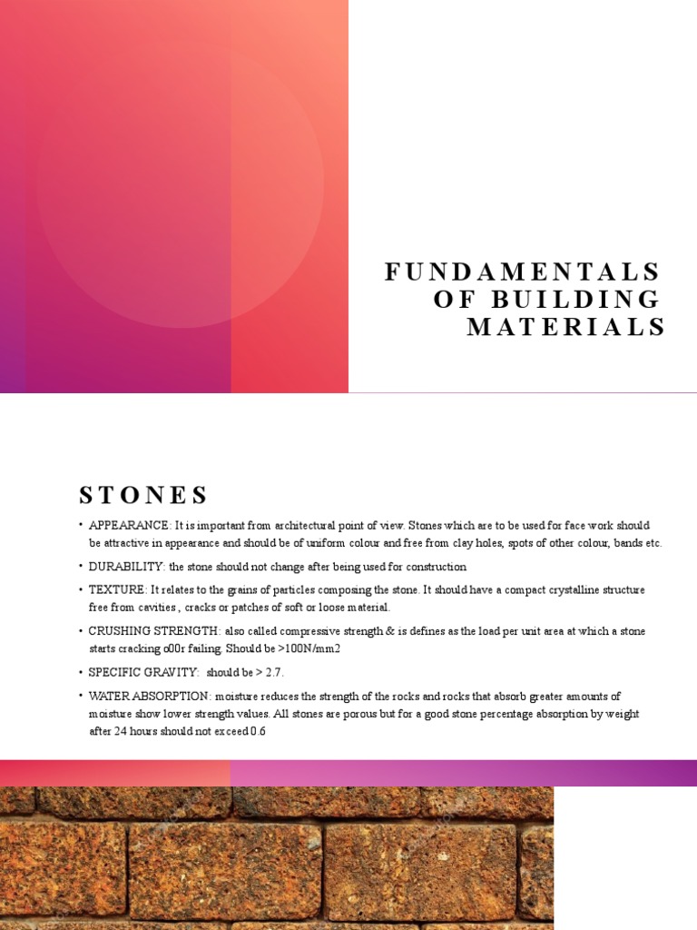 Fundamentals of Building Materials: An Overview of Stones, Bricks ...