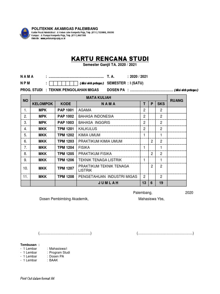 Kartu Rencana Studi | PDF