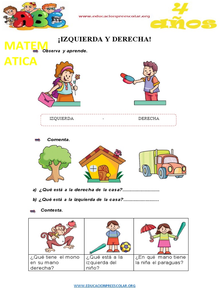 Fichas Derecha e Izquierda para Niños de 4 Años | PDF Fichas Derecha e Izquierda para Niños de 4 Años | PDF