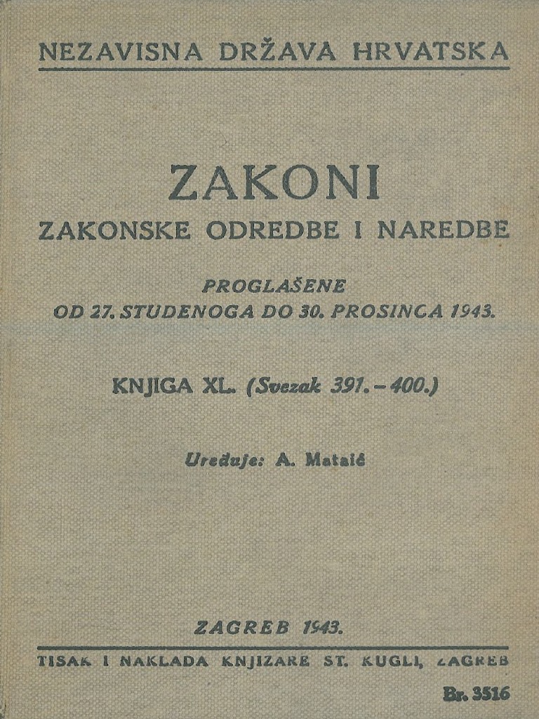 Zakoni: Nezavisna Država Hrvatska | PDF