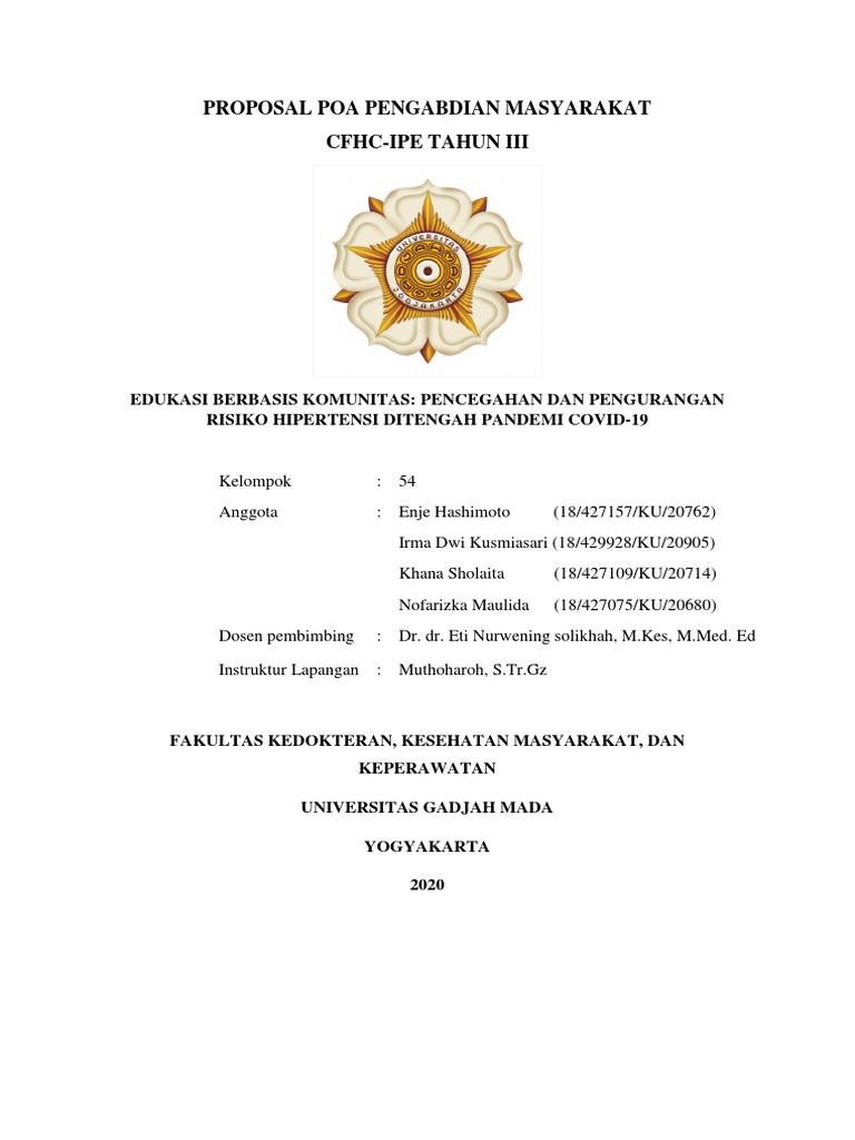 Proposal Poa Pengabdian Masyarakat Tahun Ke 3 Kelompok 54 | PDF | Sains & Matematika