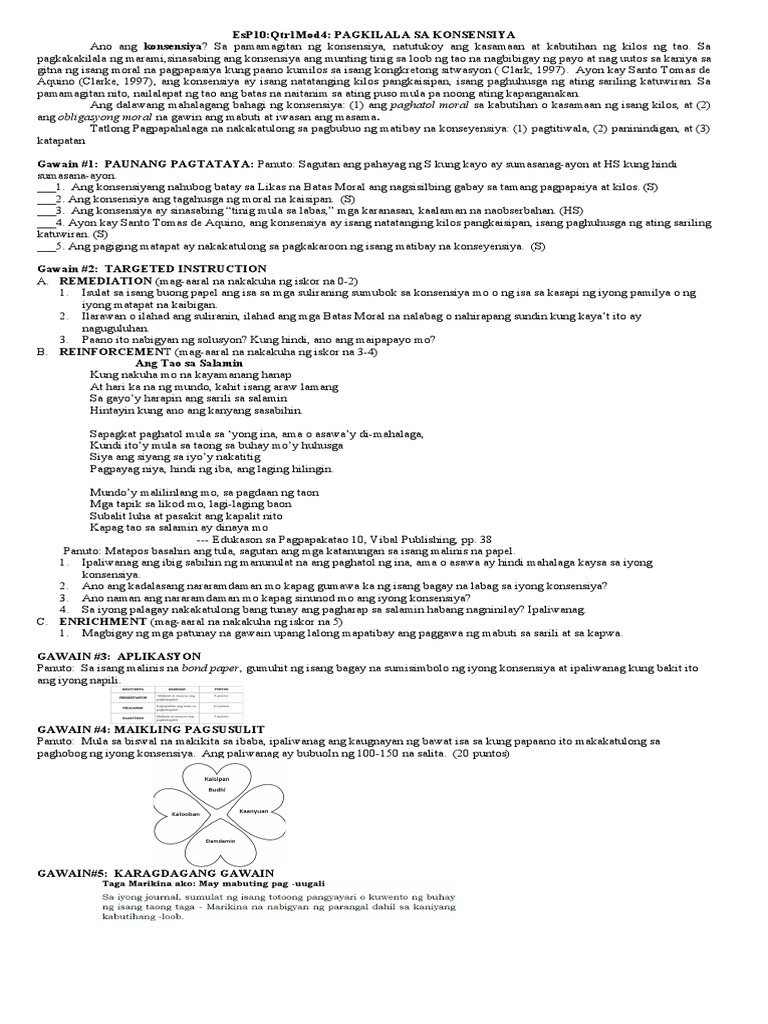Worksheet - Qtr1 - Mod5 Esp Worksheet | PDF