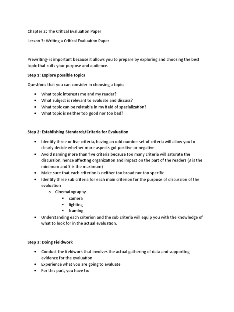 Writing a Critical Evaluation Paper | PDF | Evaluation | Cognitive Science