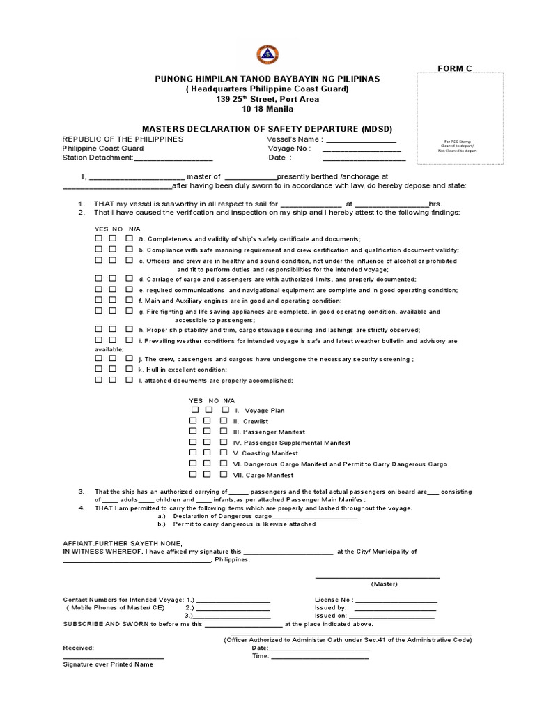 Form C | PDF | Ships | Shipping