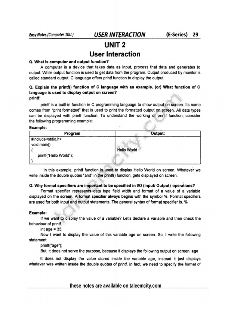 10th Computer Ch-2 Notes | PDF