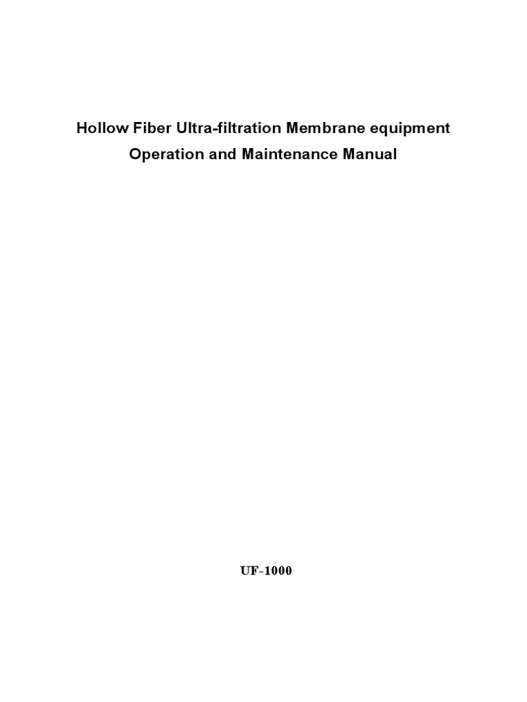 Uf-1000 Usage Manual | PDF | Membrane | Membrane Technology