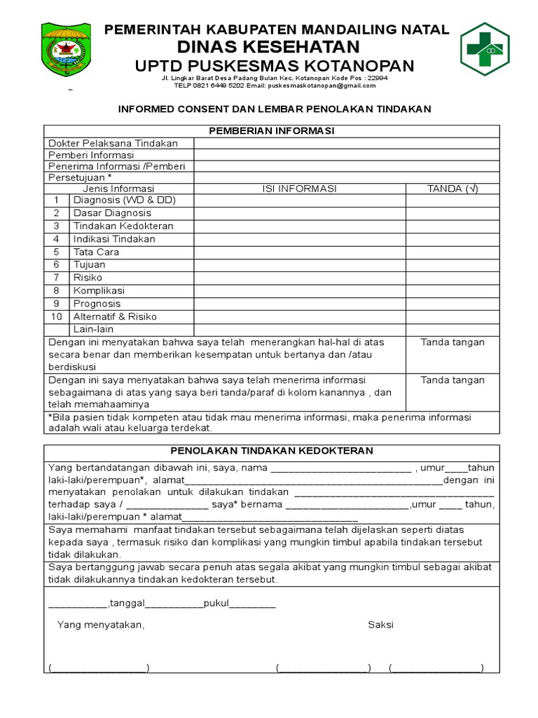 INFORM CONSENT PENOLAKAN - Docx - Google Dokumen | PDF | Pengembangan Diri