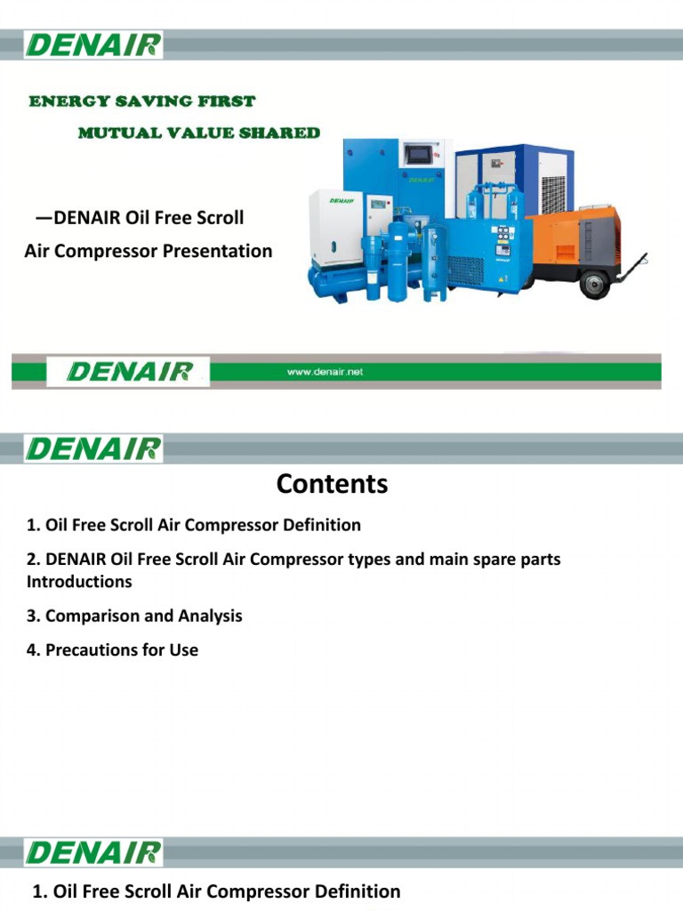 DENAIR Oil Free Scroll Compressor Guide | PDF