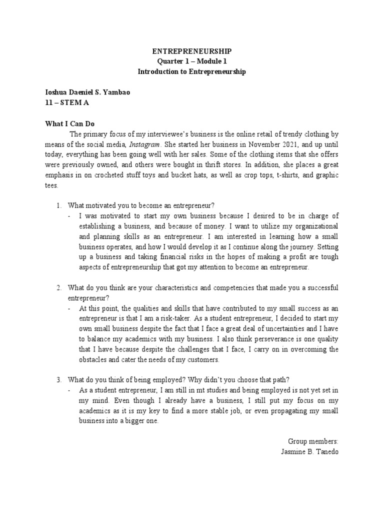 Entrep - Mod1 | PDF | Entrepreneurship | Communication