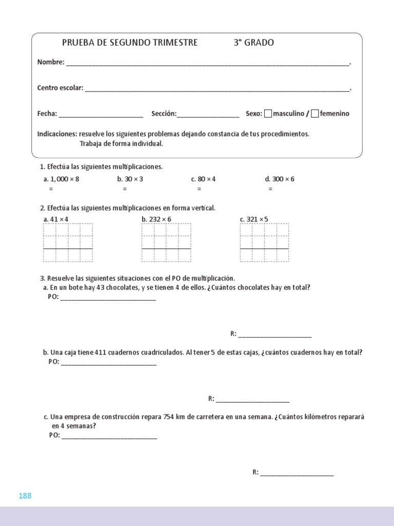 Examen Segundo Trimestre 3° | PDF