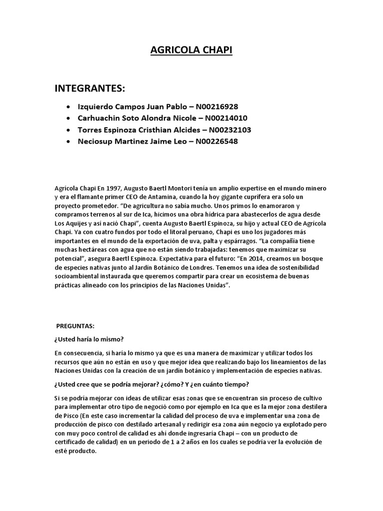 Agricola Chapi-2021 | PDF