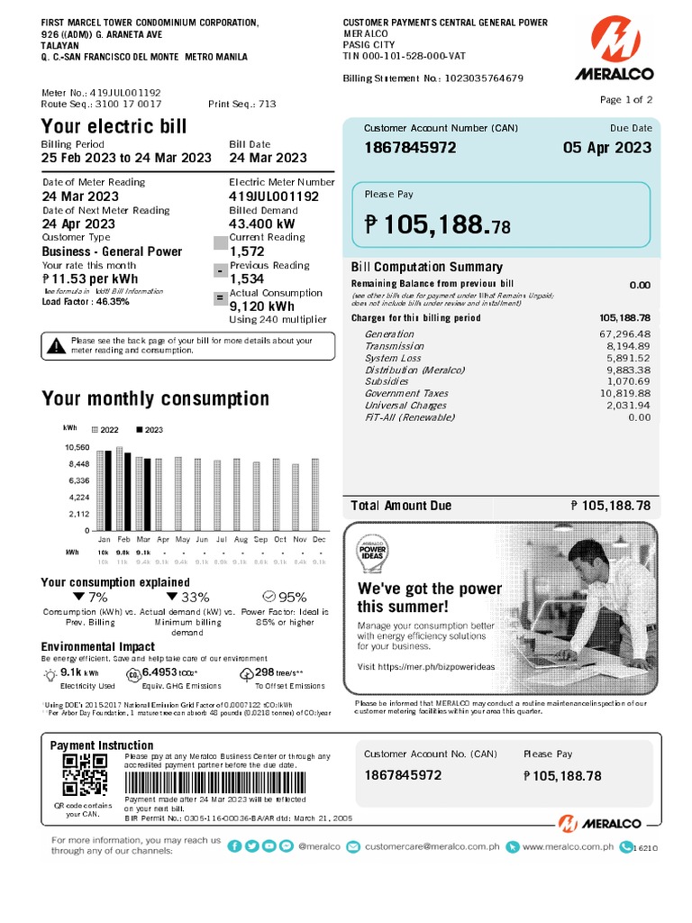 Your Electric Bill | PDF | Power (Physics) | Electric Power