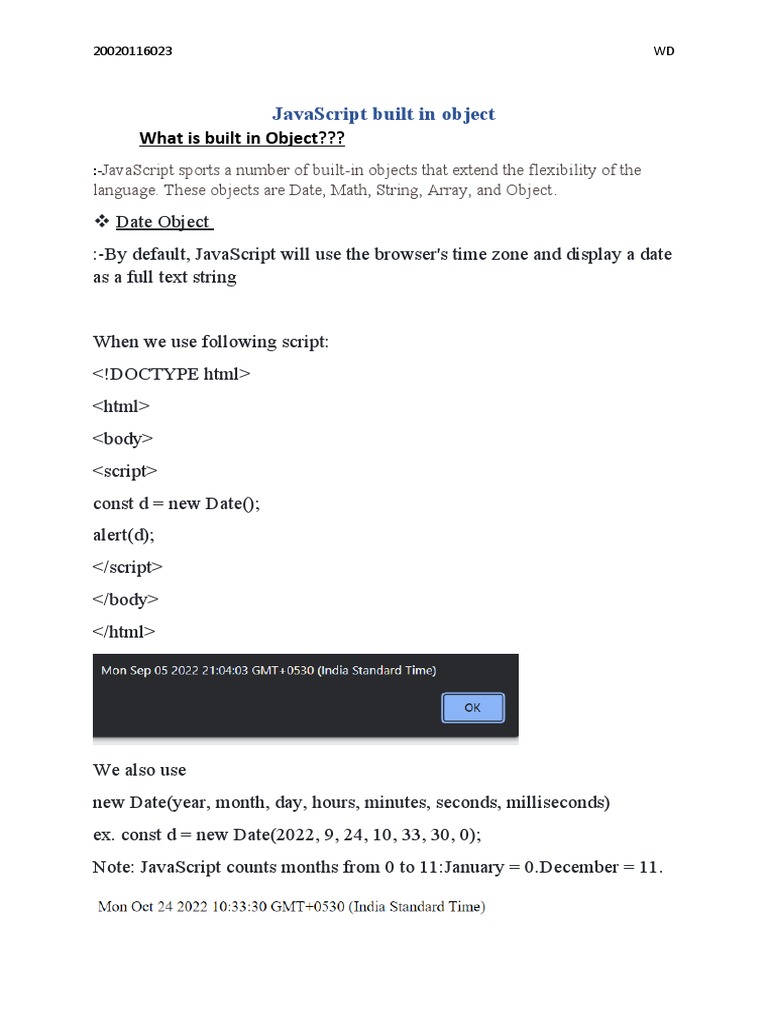 JavaScript Built in Object | PDF | String (Computer Science) | Java Script