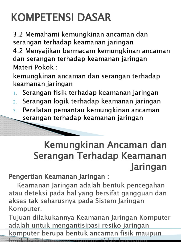 Kemungkinan Ancaman Dan Serangan Terhadap Keamanan Jaringan | PDF