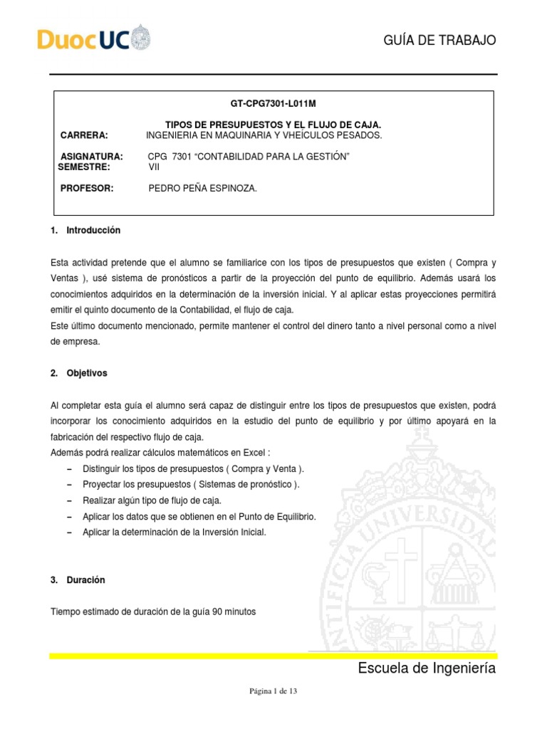 Presupuesto y Flujo de Cja | PDF | Presupuesto | Inventario
