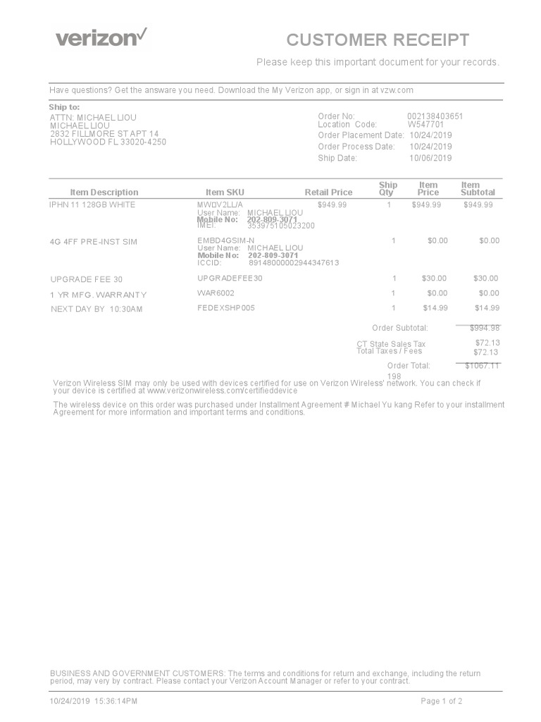 VERIZON-USA-IPHONE-11-128GB-WITHE | PDF | Consumer Electronics | Mobile ...