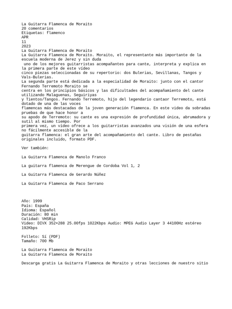 Silueta de la Guitarra Flamenca de Moraito | PDF | Estilos de música ...
