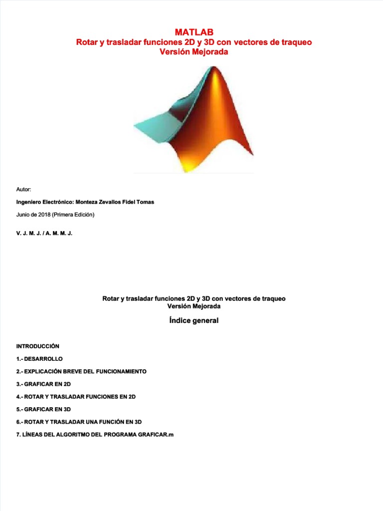 PDF Matlab Rotar y Trasladar Funciones 2d y 3d Version Mejorada DL | PDF | Rotación | Vector ...