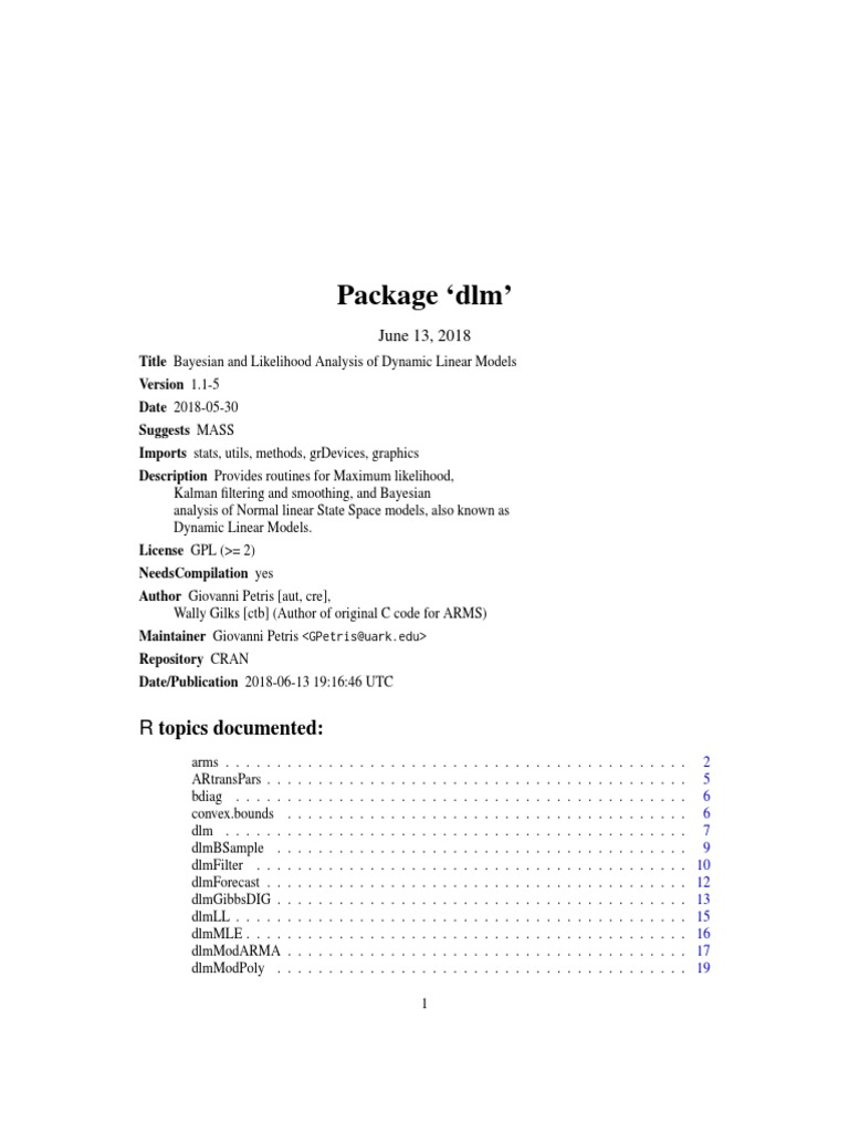 Bayesian Dynamic Models Guide | PDF | Matrix (Mathematics) | Kalman Filter