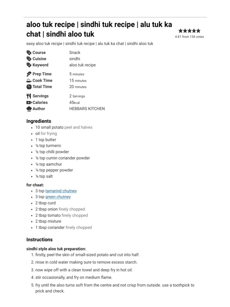 Aloo Tuk Recipe - Sindhi Tuk Recipe - Alu Tuk Ka Chat - Sindhi Aloo Tuk ...
