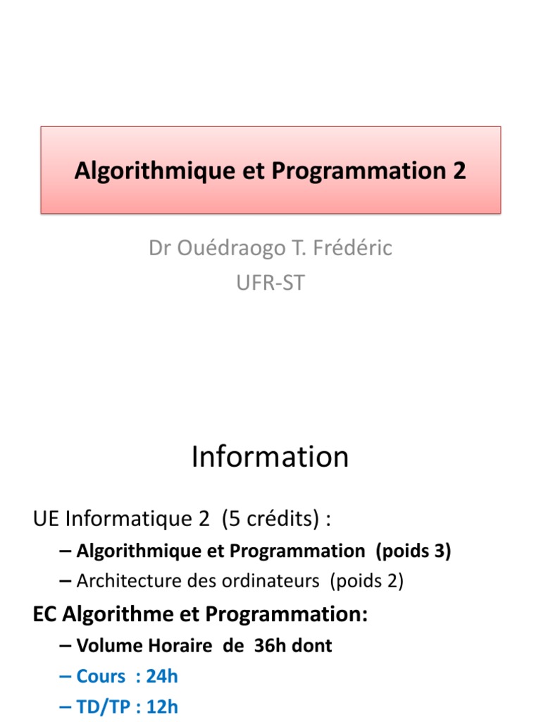 Algorithme Et Programmation 2-1 | PDF | Pointeur (programmation) | Mathématiques