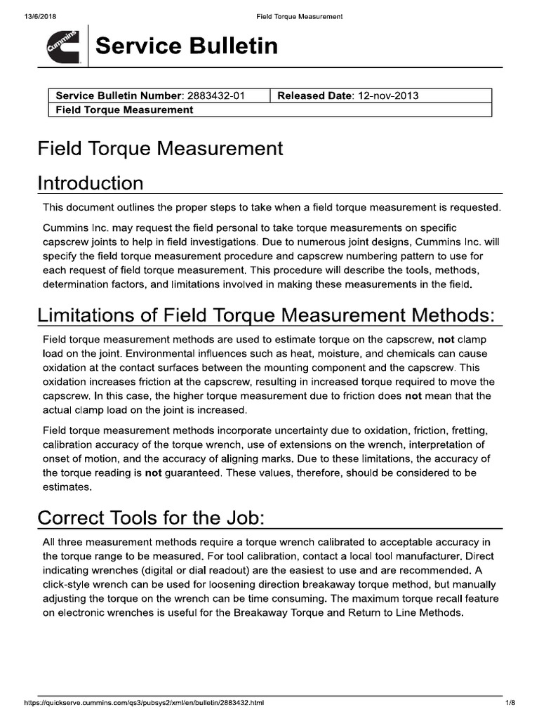 Field Torque Measurement | PDF