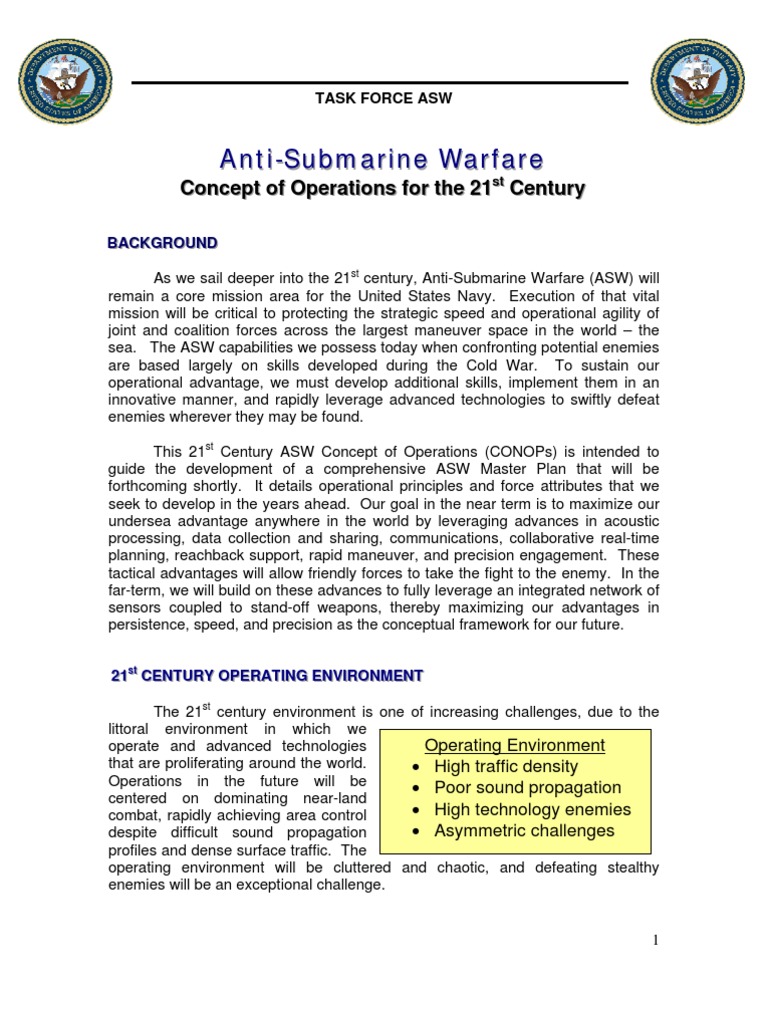 Asw Conops | PDF | Anti Submarine Warfare | Submarines