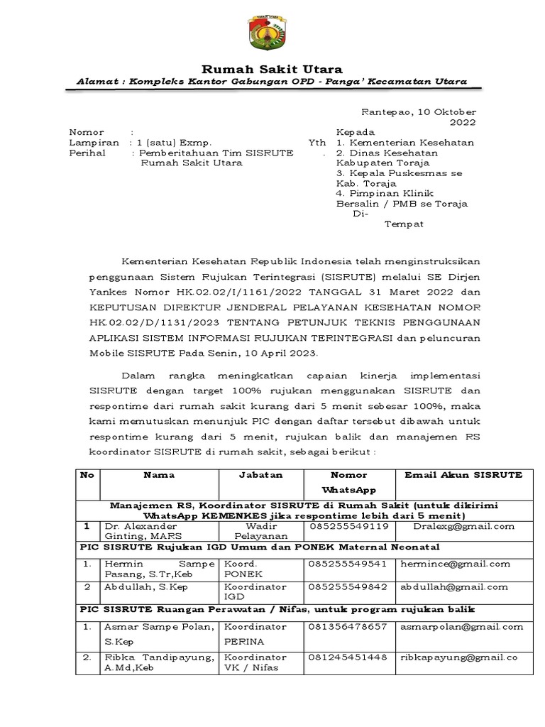 CONTOH Draft SK SISRUTE Untuk Aktivasi Mobile SISRUTE | PDF