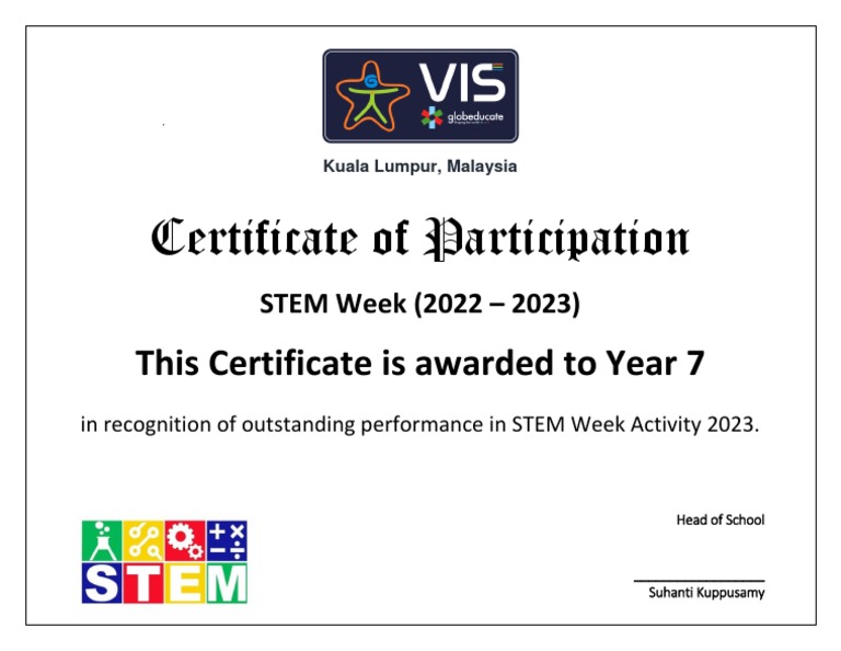 STEM Certificate of Participation | PDF