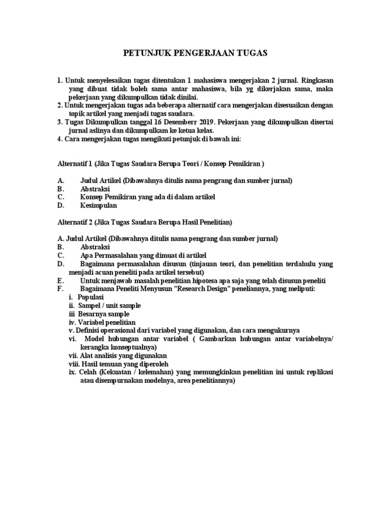 Petunjuk Pengerjaan Tugas Jurnal | PDF
