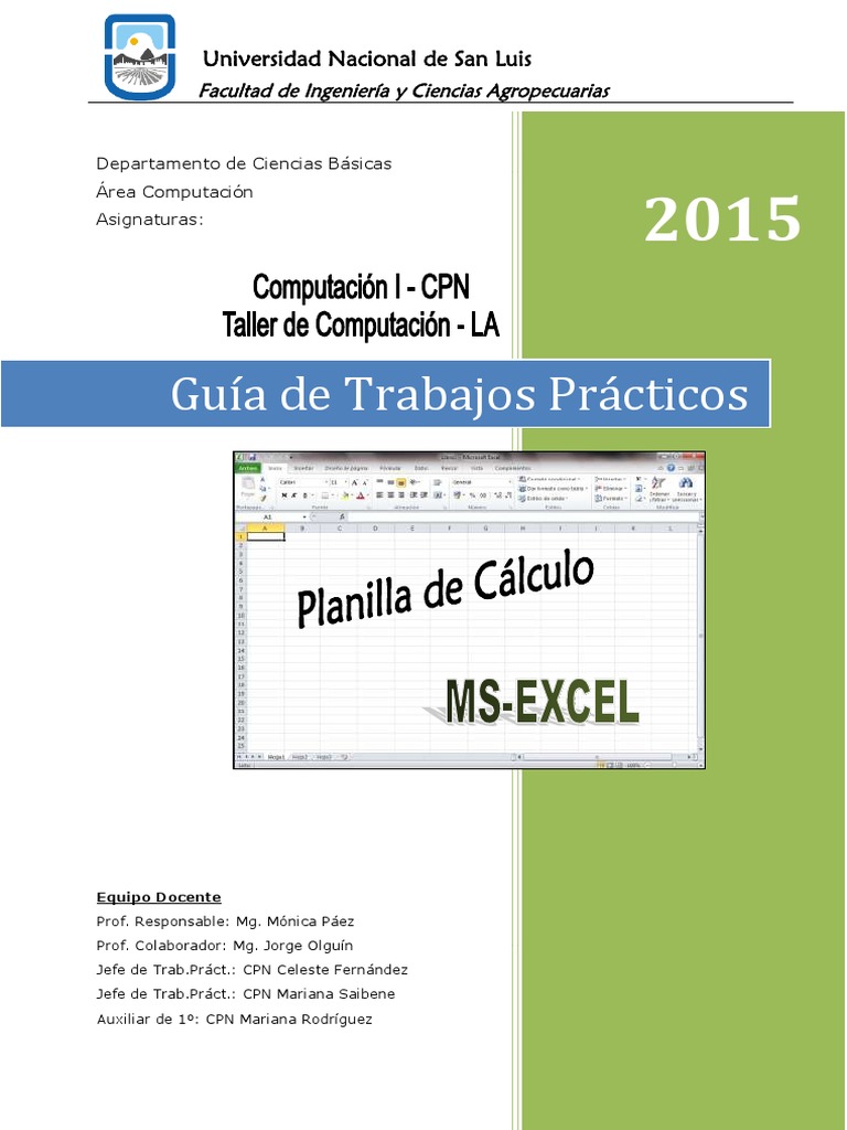Tp-Excel-CI-15 Ejercicios 1 A 6 | PDF | Microsoft Excel | Informática