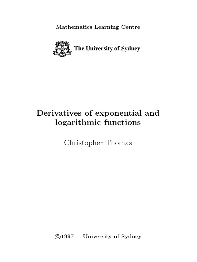 Derivative of Exponential and Logarithmic Functions | PDF | Exponential Function | Derivative