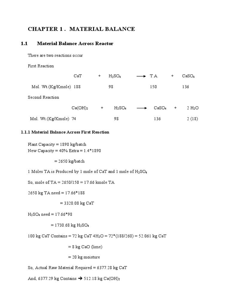 Material Balance in Chemical Reactions | PDF | Humidity | Latent Heat