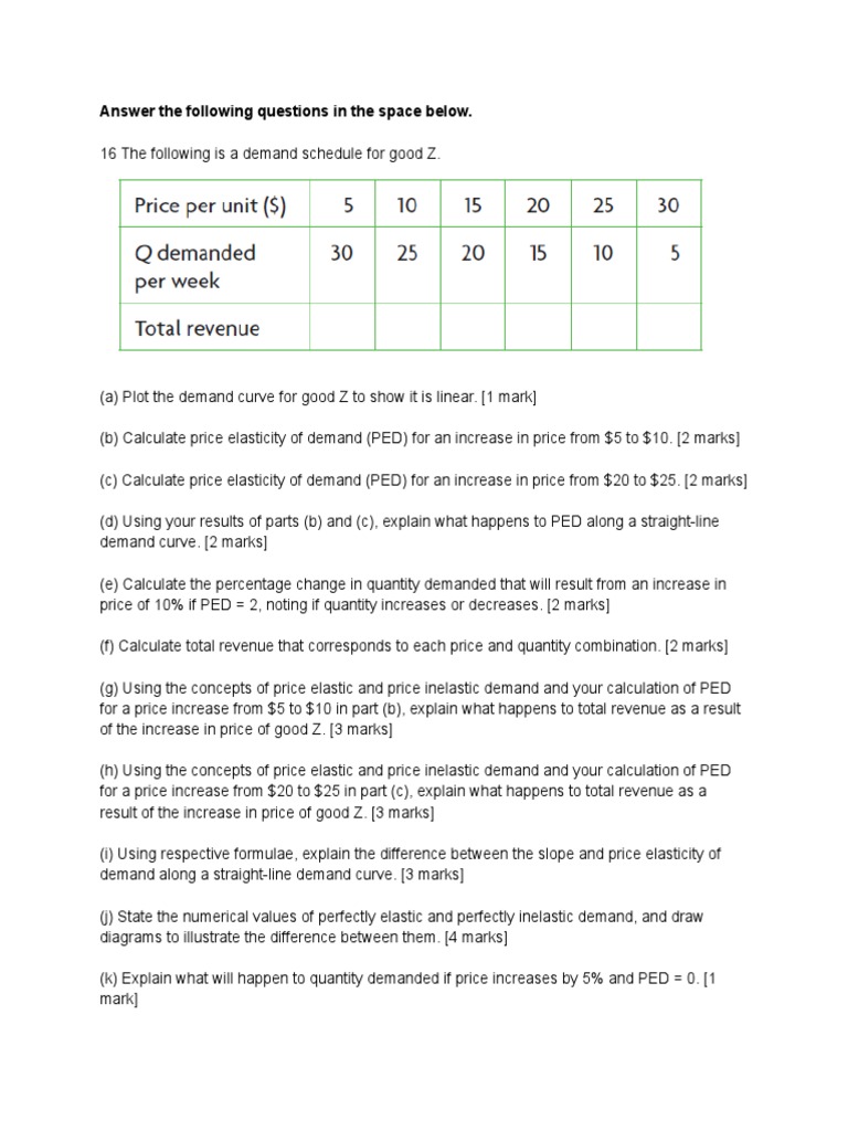 Answer The Following Questions in The Space Below | Download Free PDF | Price Elasticity Of ...