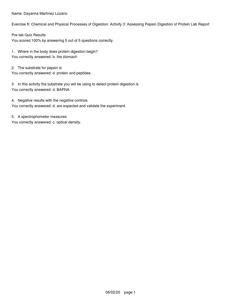 Physioex 11 Download Free Pdf Digestion Proteins