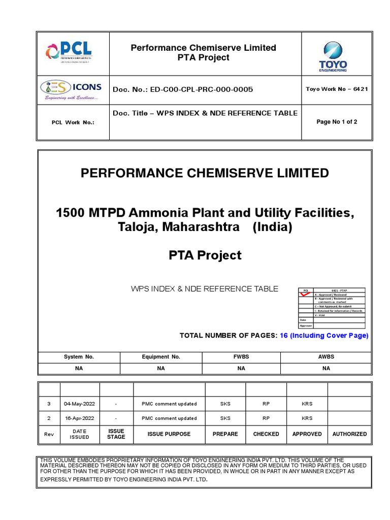 WPS & NDE Reference for PTA Project | PDF | Construction | Welding