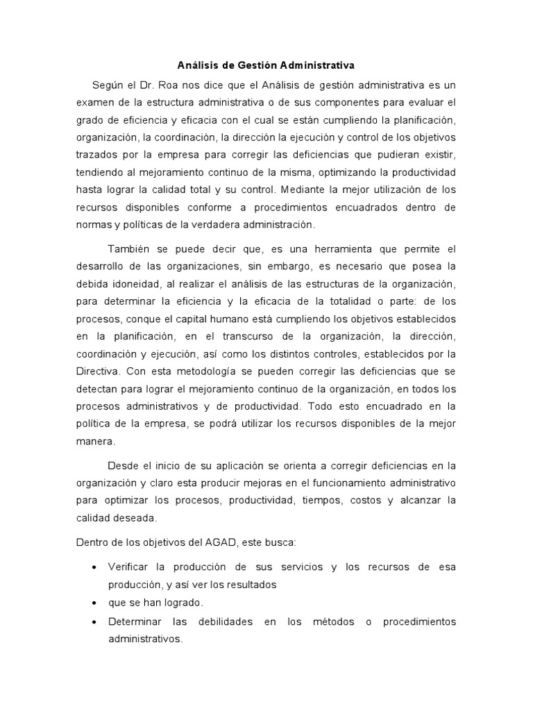 Analisis de Gestion Administrativa | PDF | Auditoría | Business