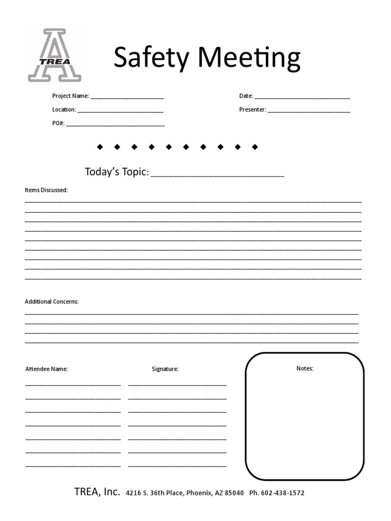 Safety Meeting Documentation Template | PDF | Business