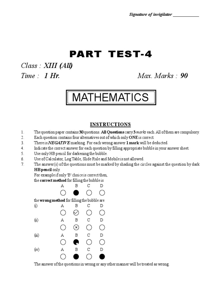 Maths-Part Test-4 | PDF | Plane (Geometry) | Angle