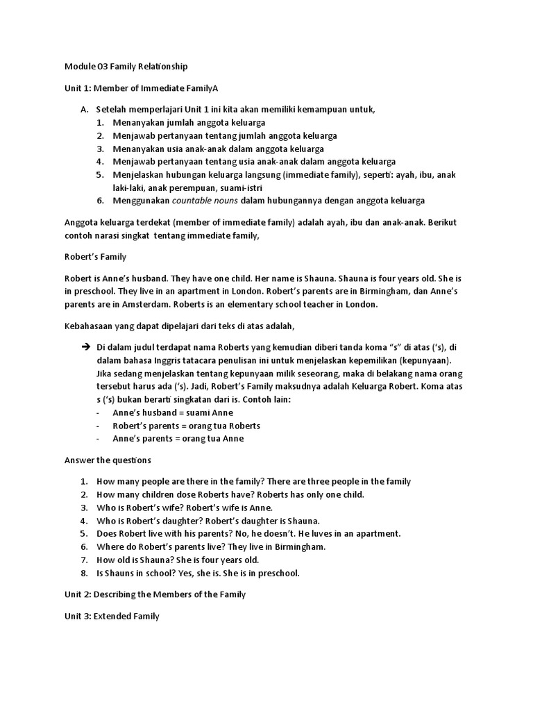Module 03 Family Relationship | PDF